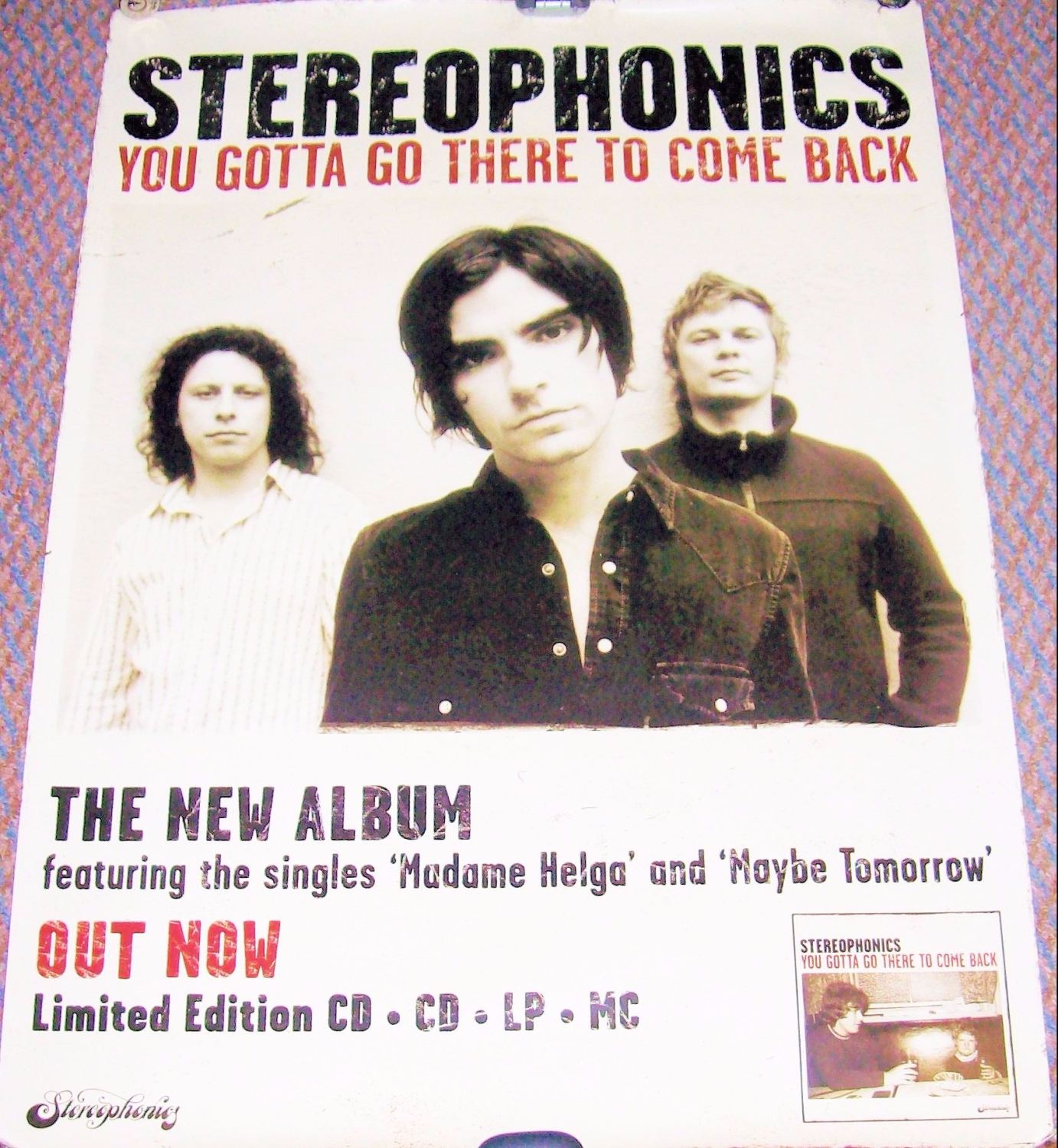 STEREOPHONICS REC COM PROMO POSTER "YOU GOTTA GO THERE TO COME BACK ...