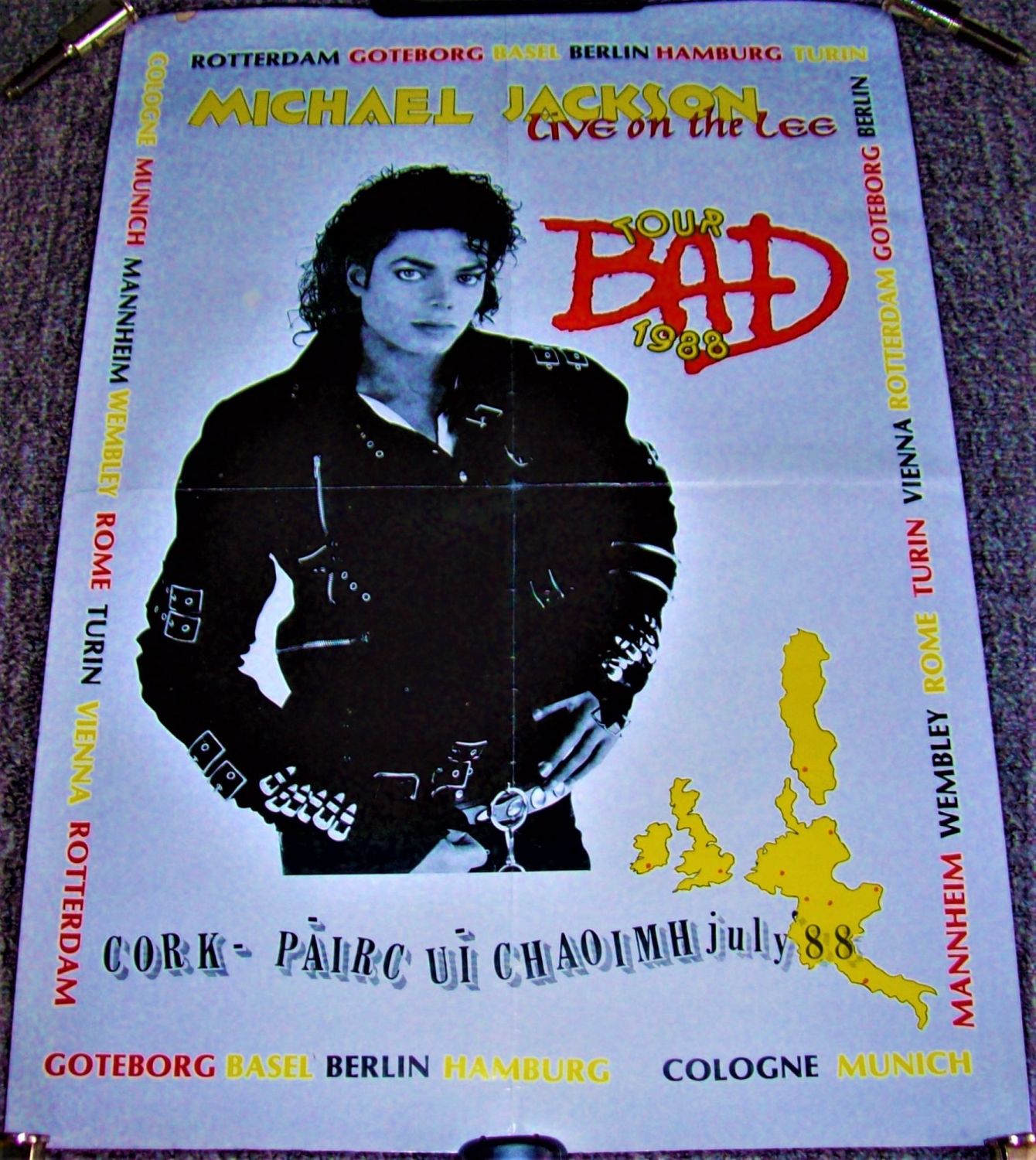MICHAEL JACKSON STUNNING CONCERT TOUR POSTER CORK IRELAND JULY 30th ...
