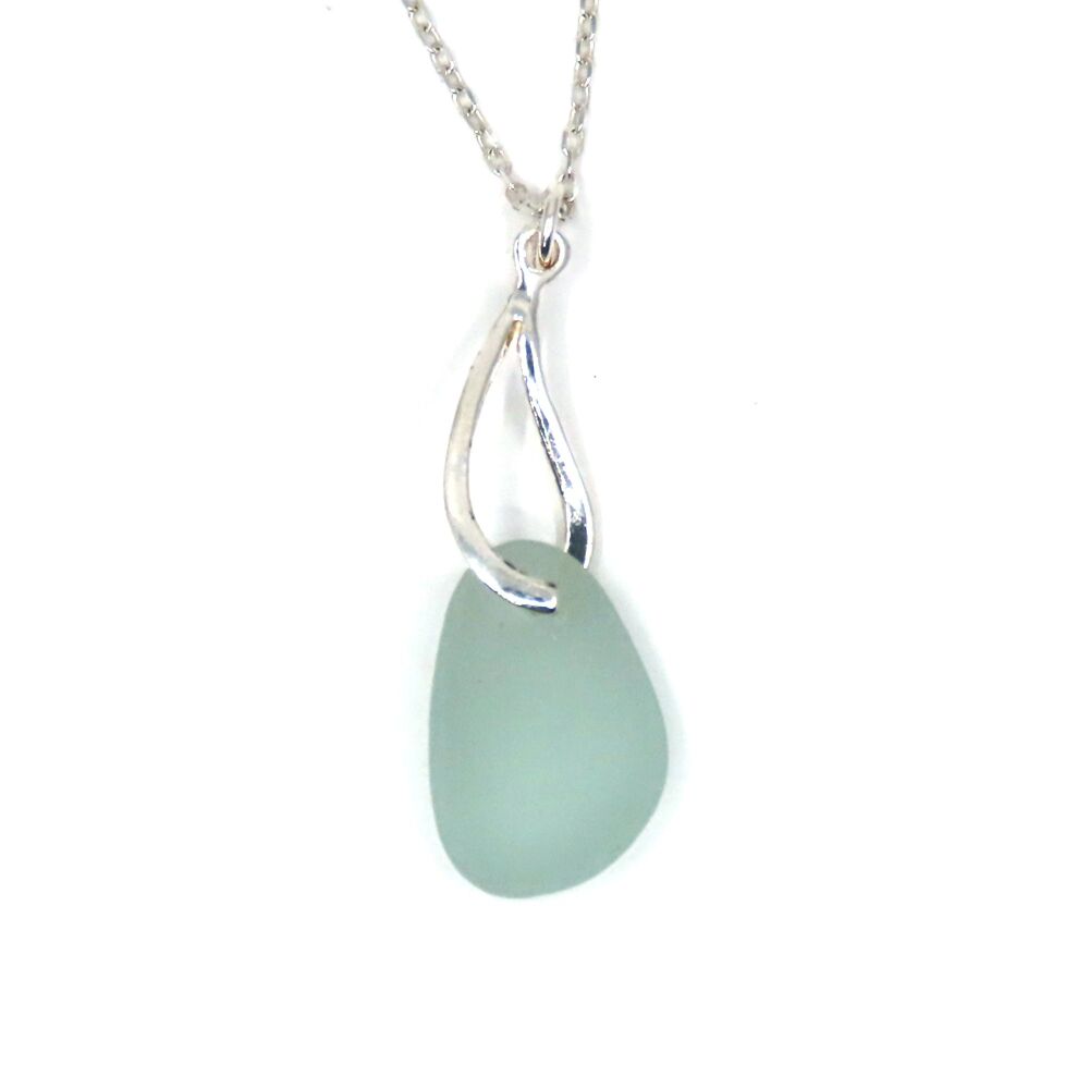 Seafoam Blue Sea Glass Necklace JO