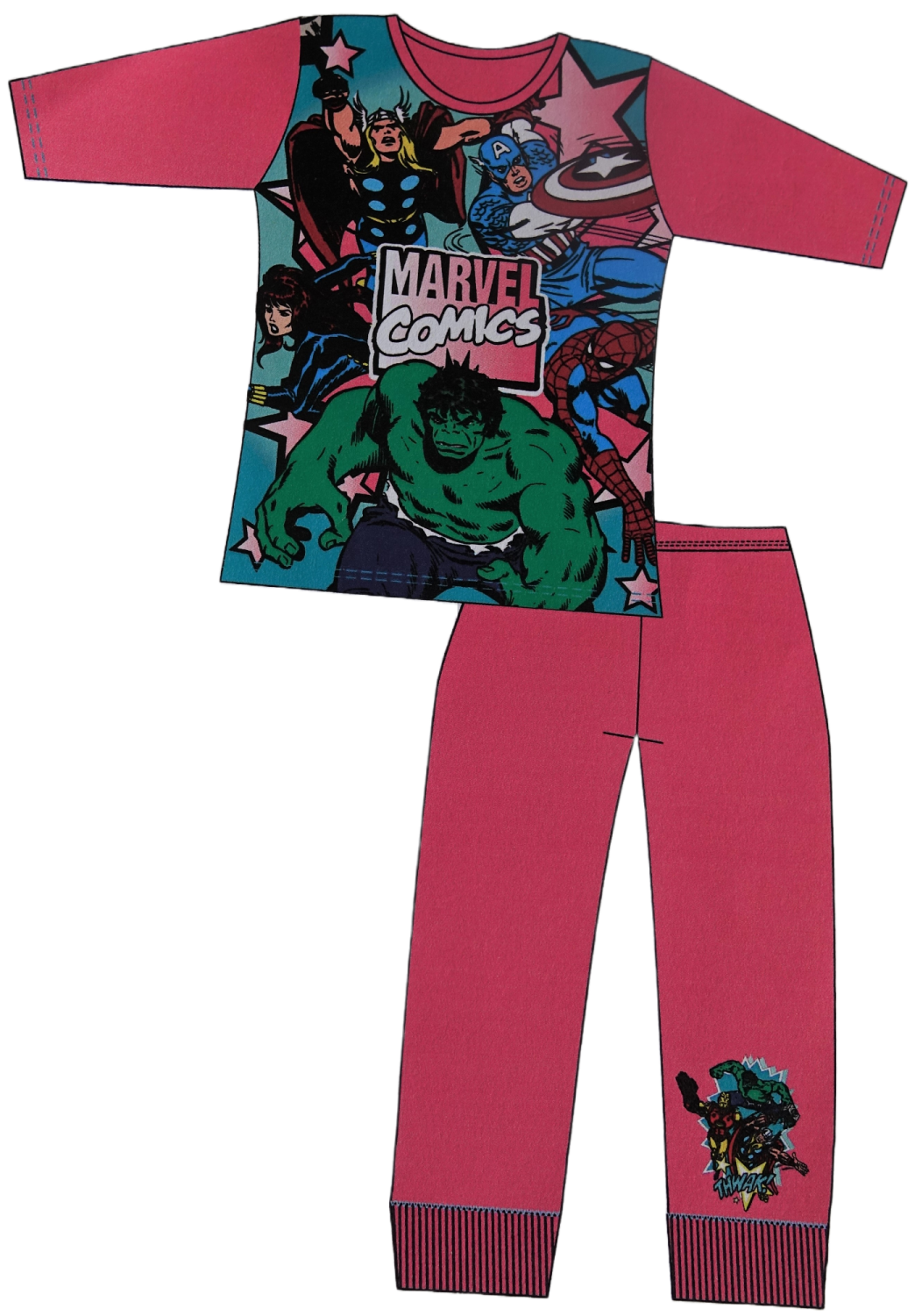 18 Girl's Marvel Comics Long Pyjamas