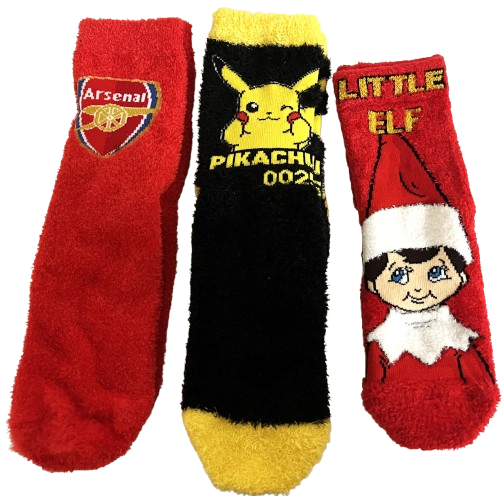 3 Kids Assorted Fluffy Socks