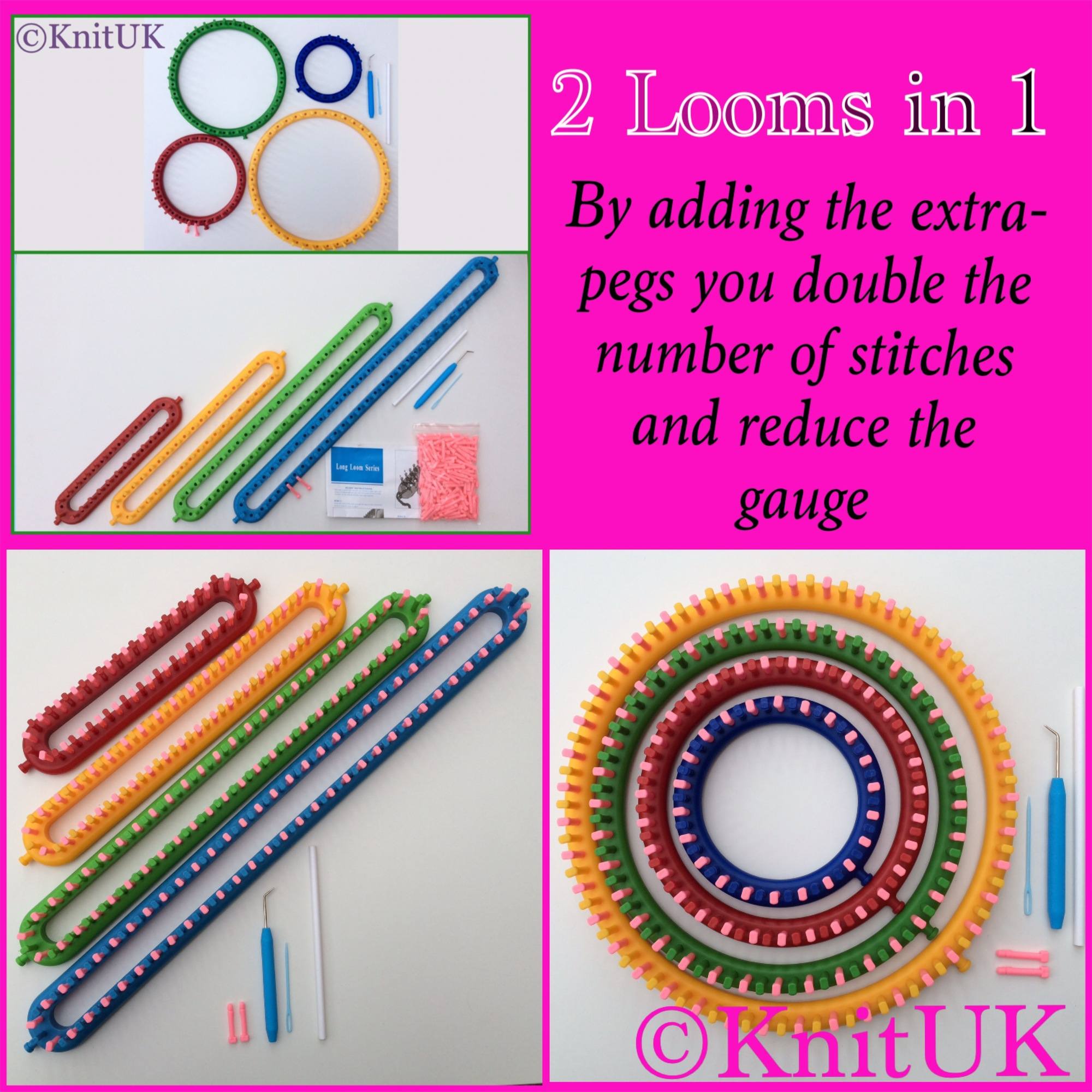 KnitUK Knitting Loom Combo Pack: Round & Long Loom Sets - KnitUK