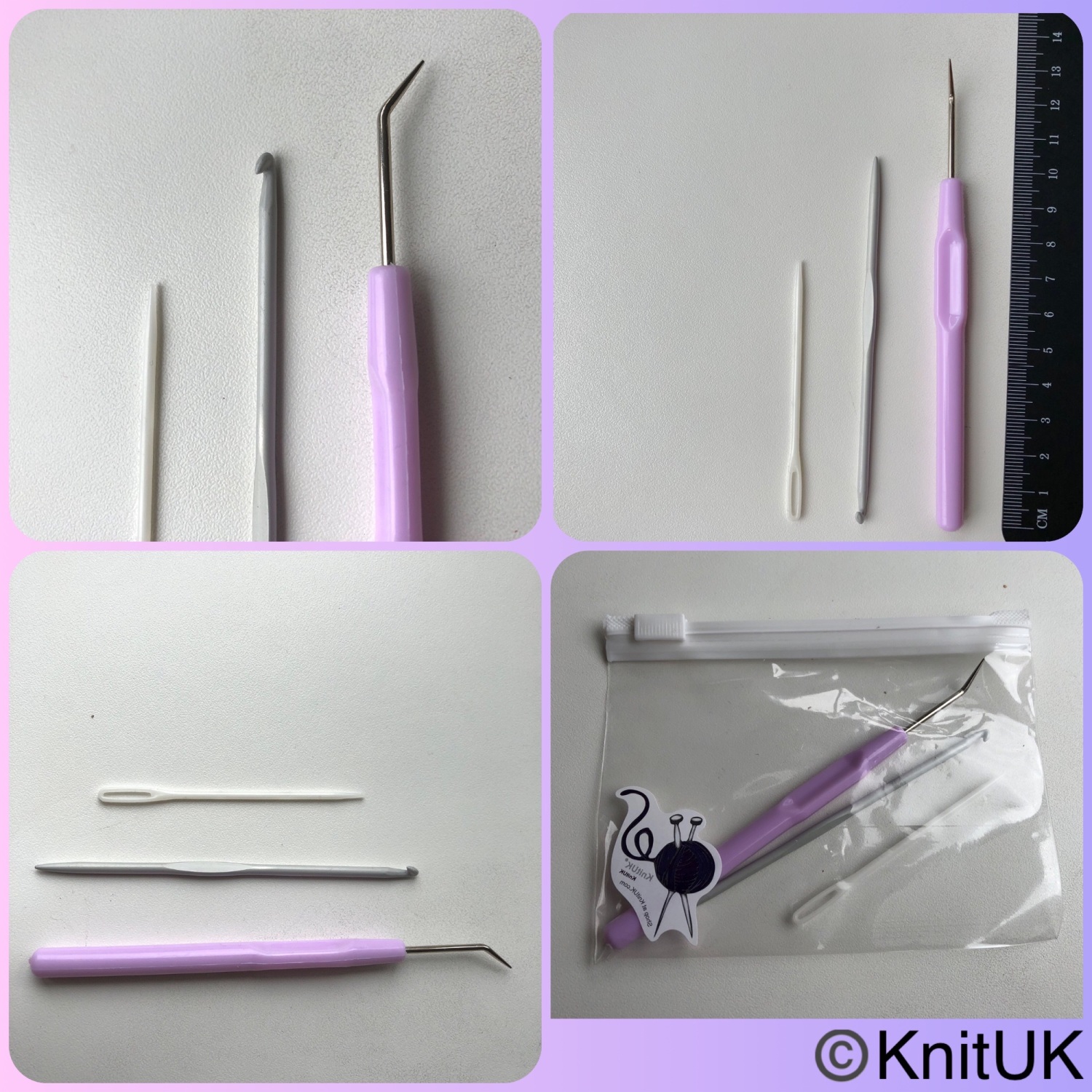 Lilac Knitting Loom Hook set - looming hook and pick tool - KnitUK