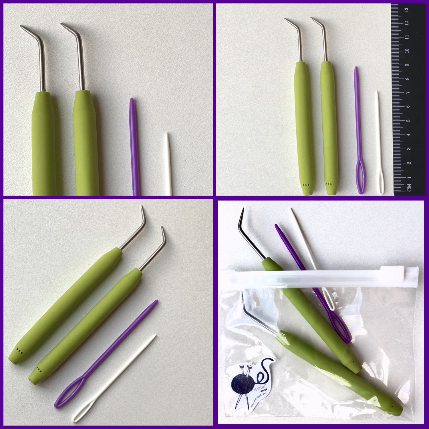 Green Soft-grip Knitting Loom Hooks - Looming hook and pick tools - KnitUK