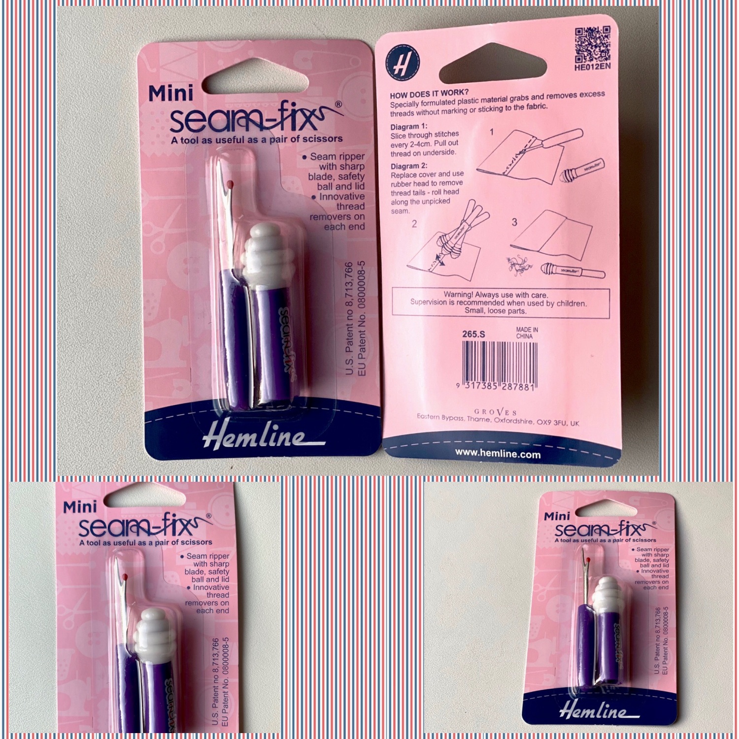 Hemline Seam Fix - Seam Ripper with innovative silicone thread remover.