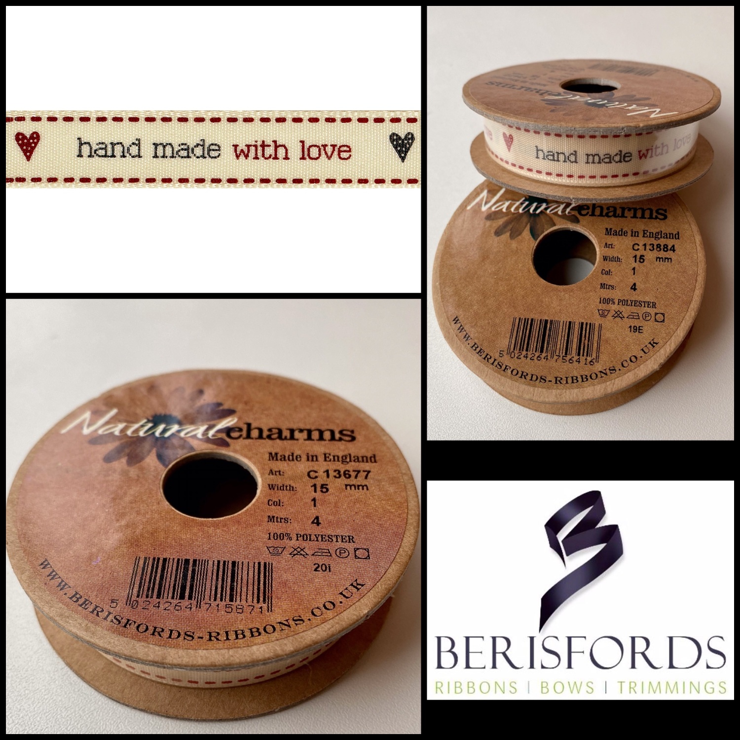 Berisfords Ribbon “Handmade with love” | KnitUK
