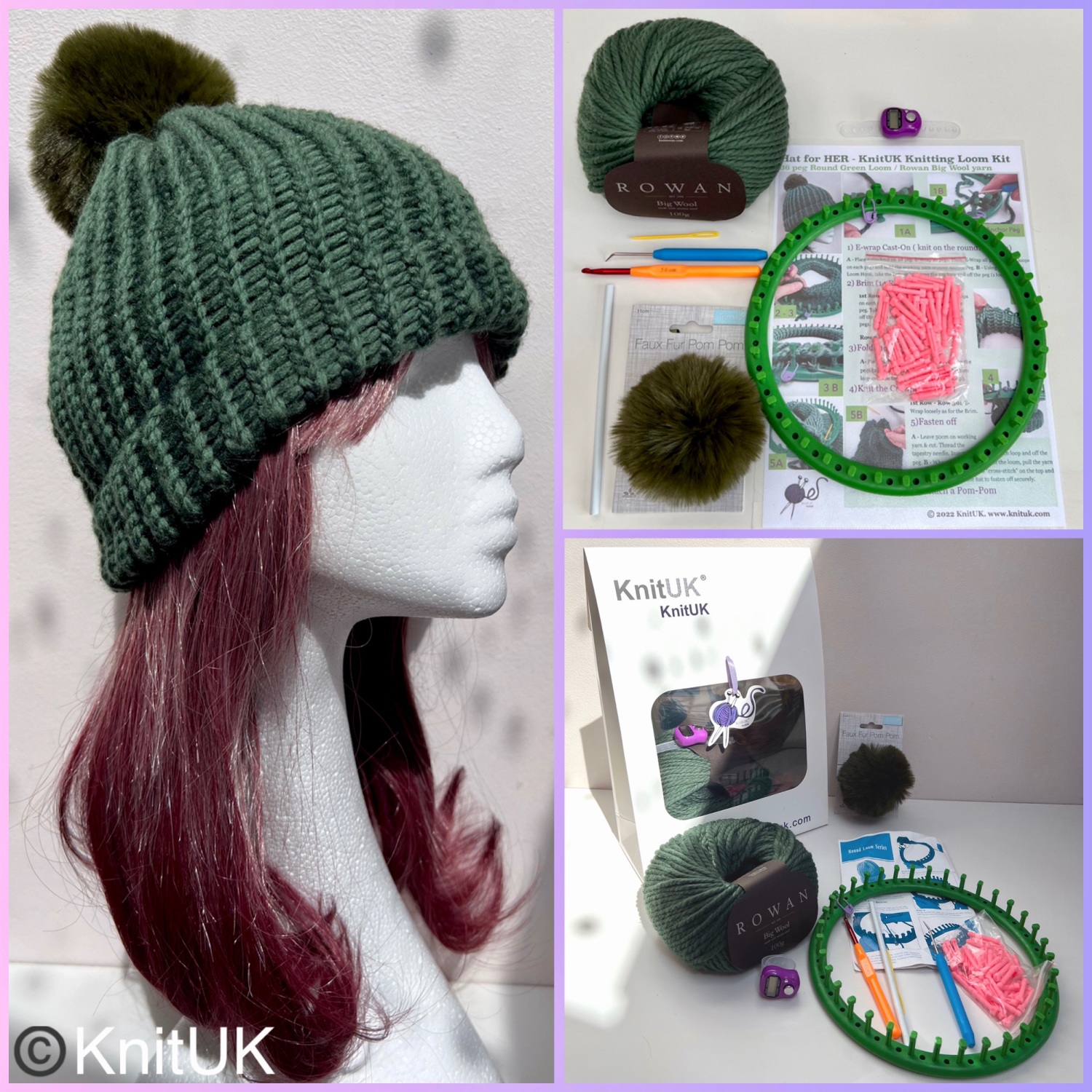 Knitting Loom Kit Hat for her | KnitUK