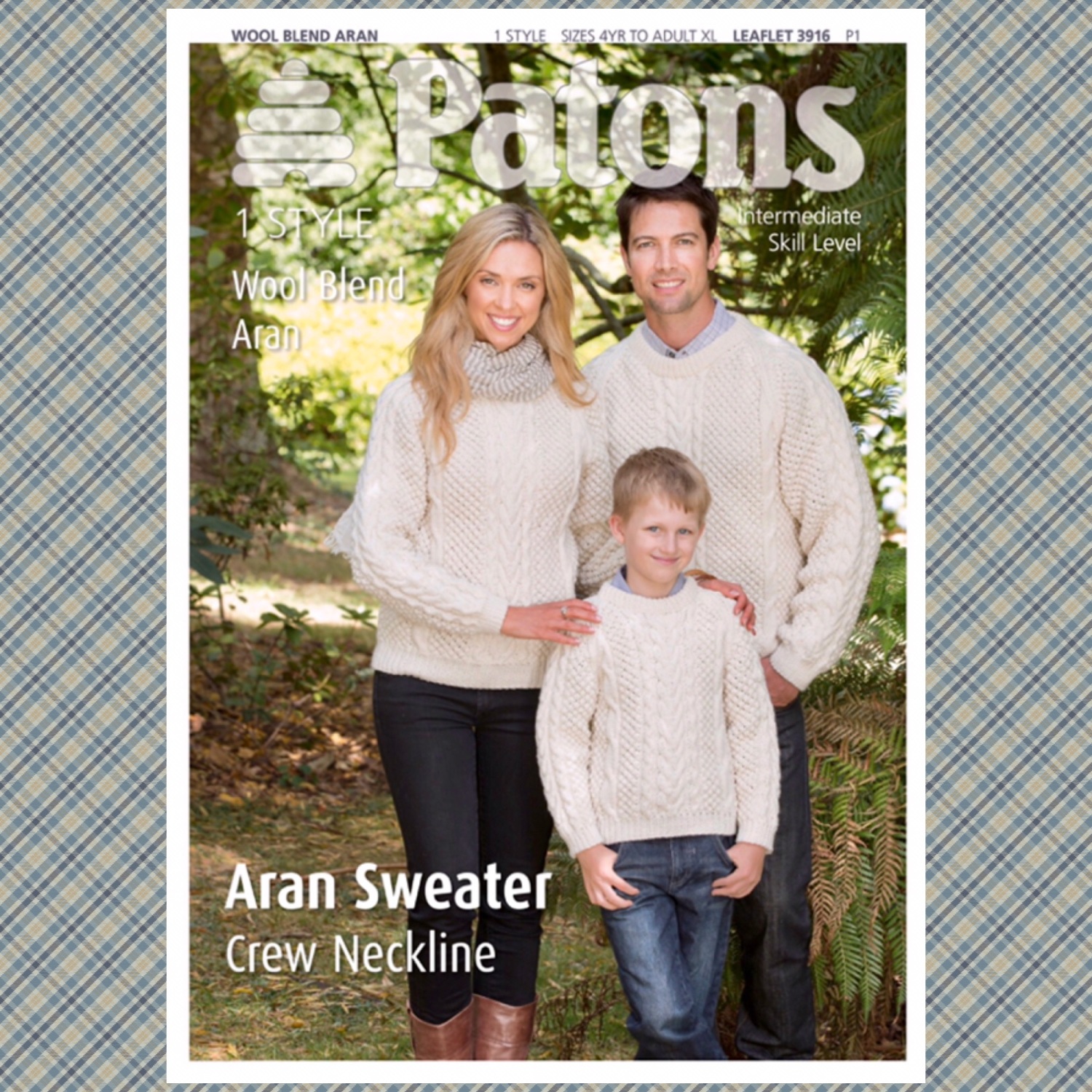 Patons Family Aran Sweater in wool blend aran PBN 3916 Leaflet ...