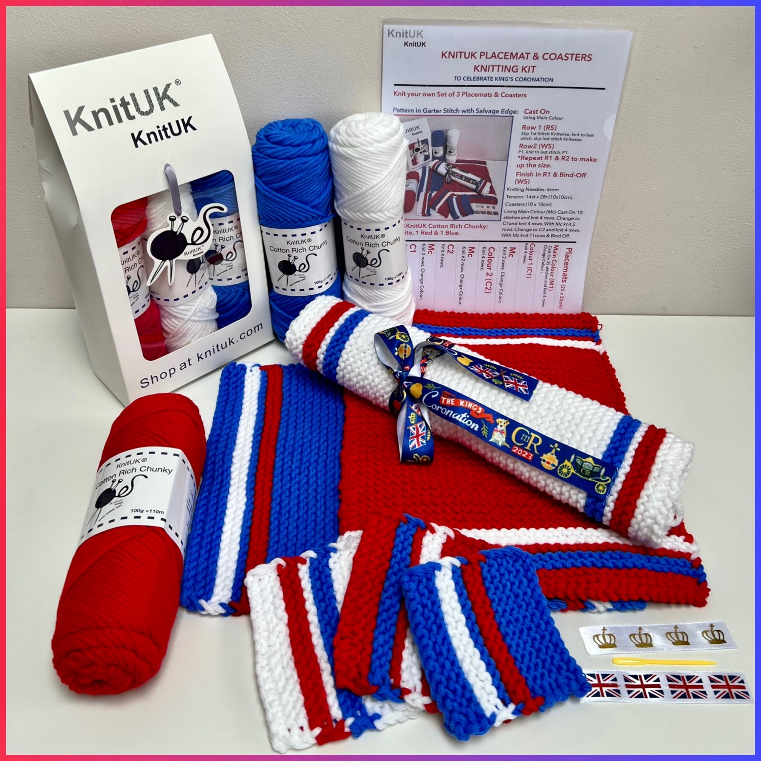 Placemats & Coaster Knitting Kit to Celebrate King’s Coronation - KnitUK