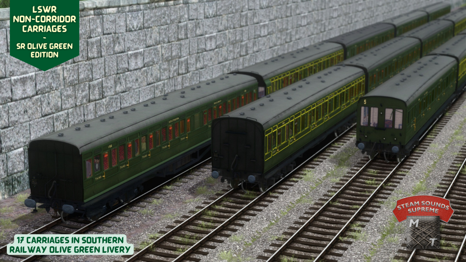 MT LSWR Carriage Set 2 - SR Olive Green