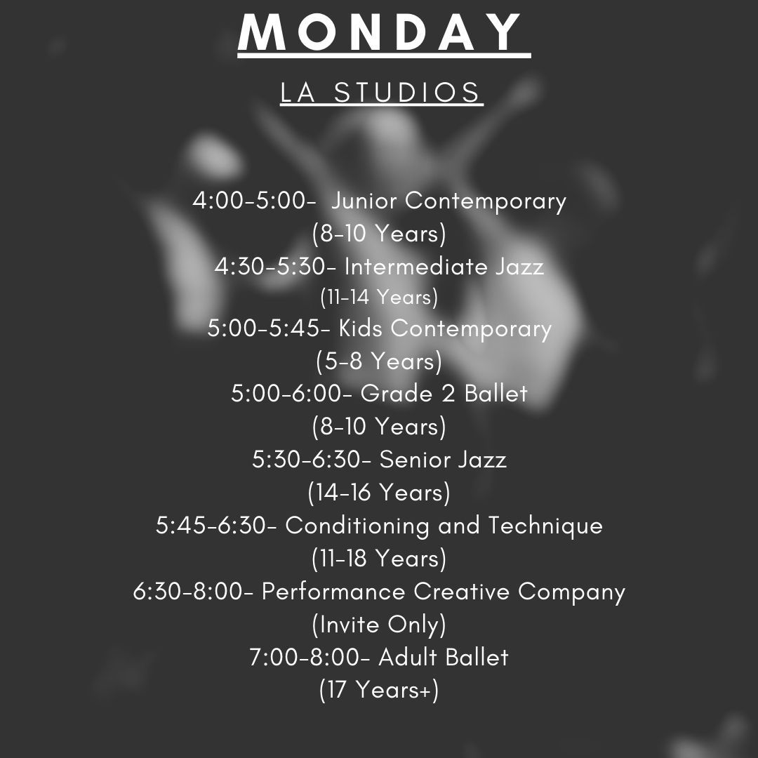 Cornwall Dance School Class Timetable - Lesson Times