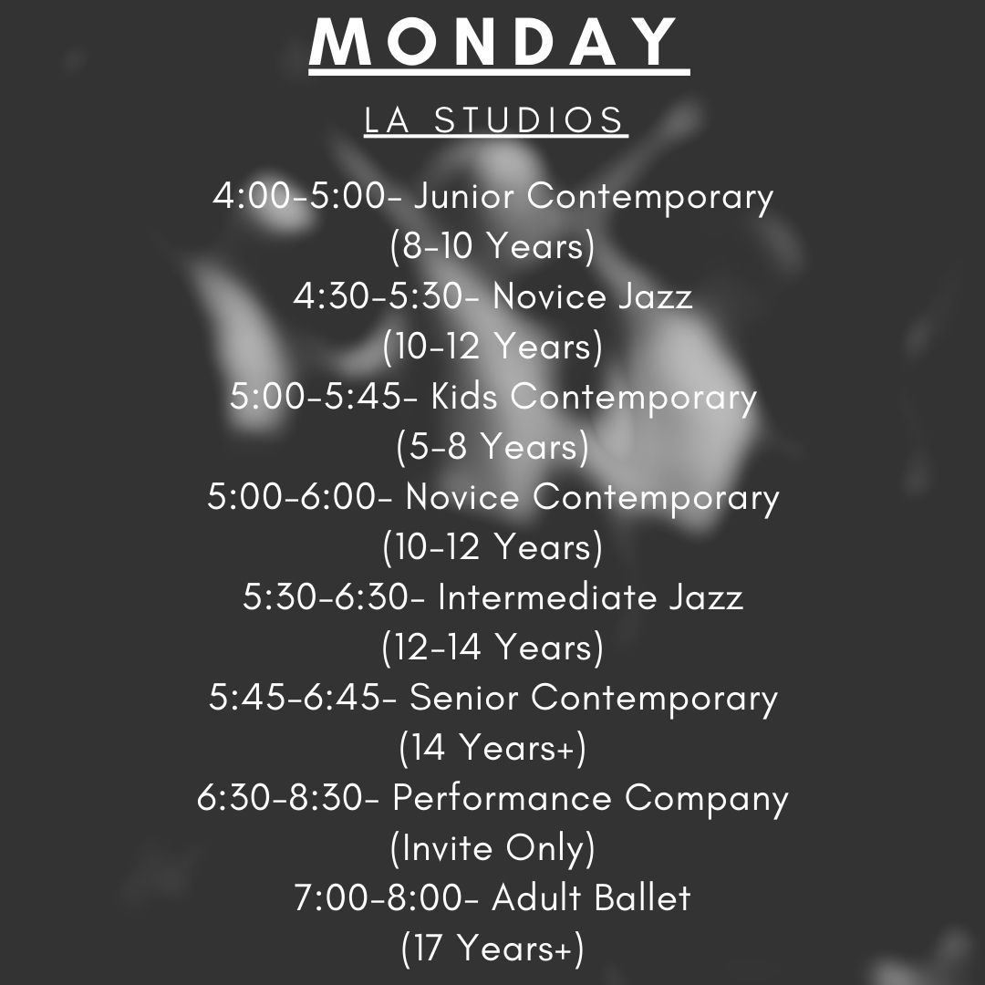 Cornwall Dance School Class Timetable - Lesson Times