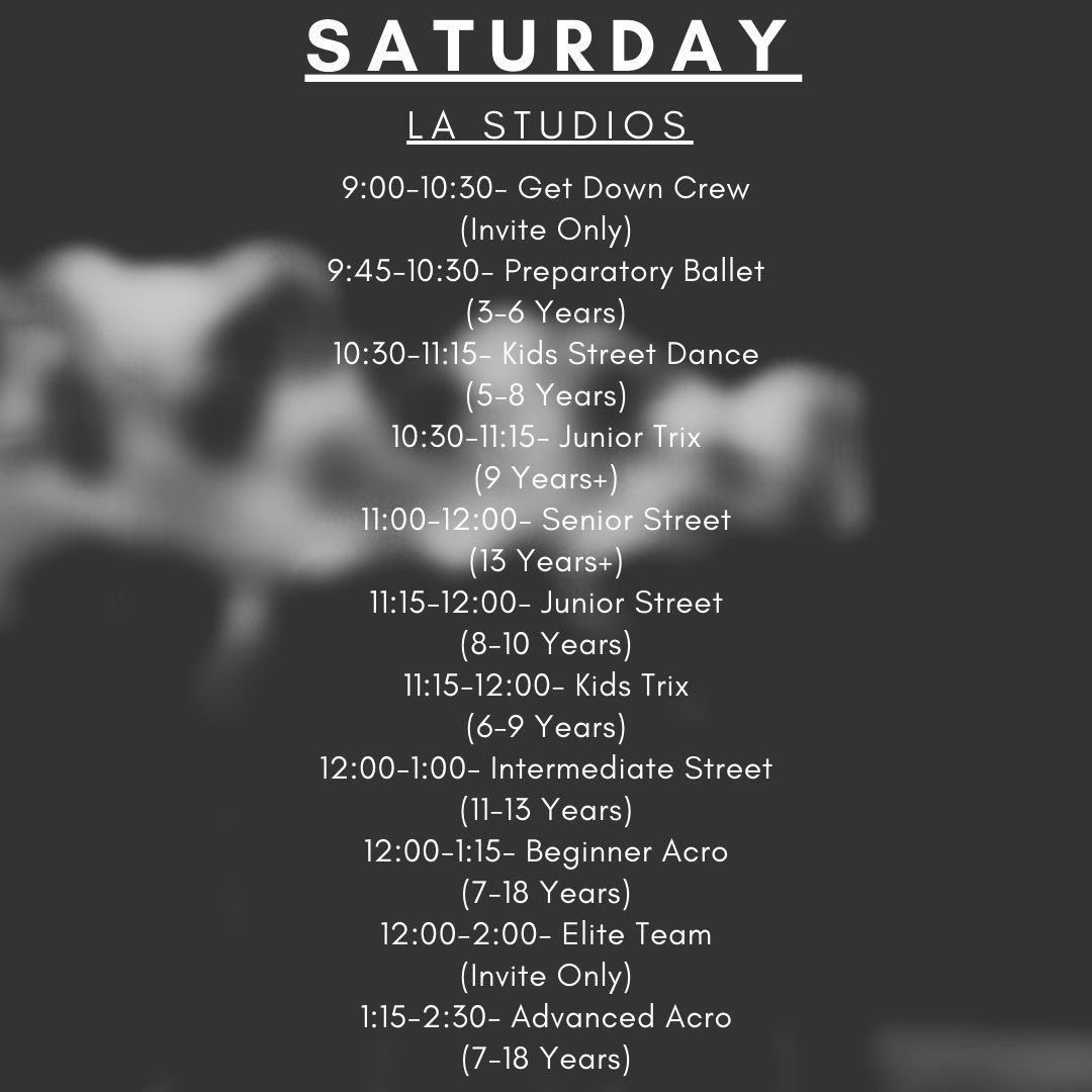 Cornwall Dance School Class Timetable - Lesson Times