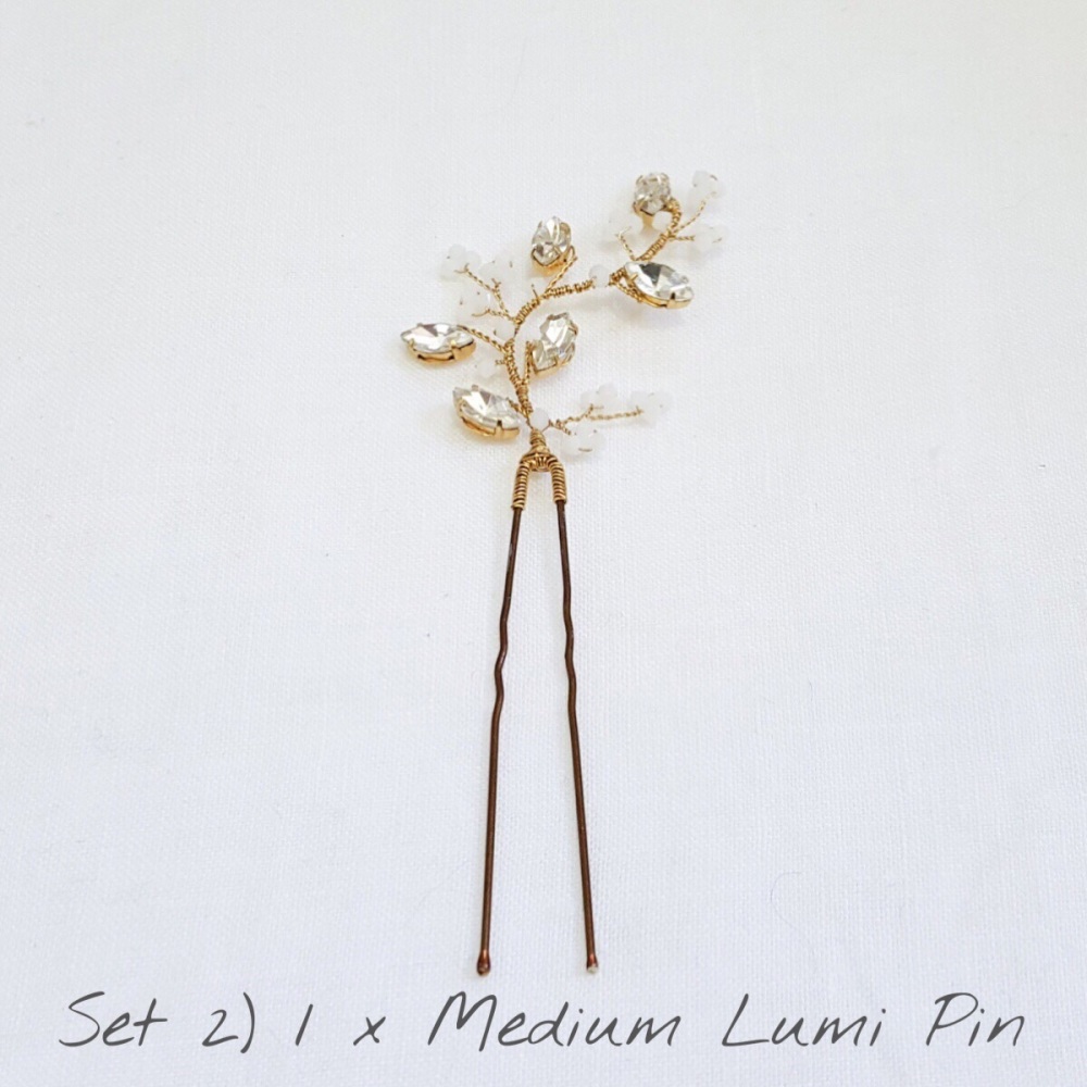 Lumi diamante and crystal wedding hair pins