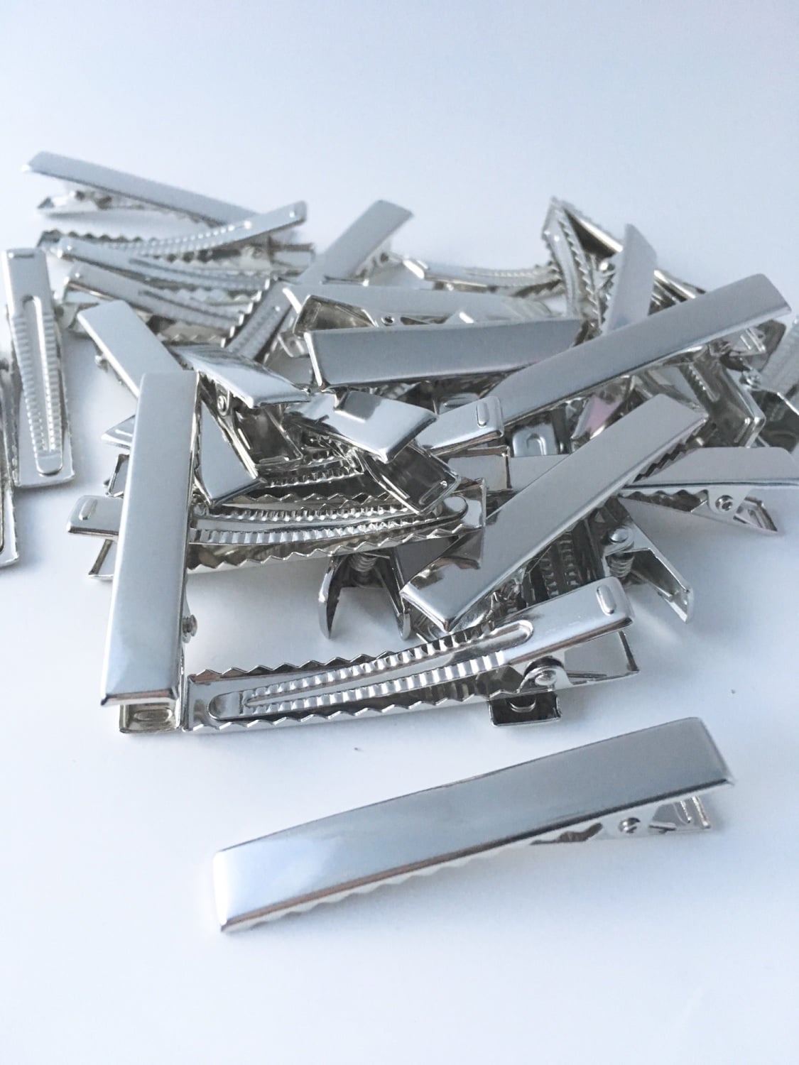 Silver Rectangle Alligator Hair Clips 5.5cm 55mm