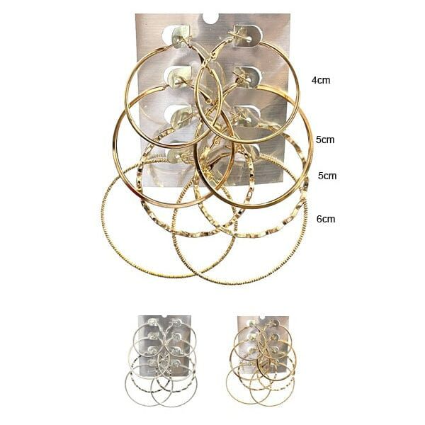 4-Pair Multi Style Hoop Fashion Earrings