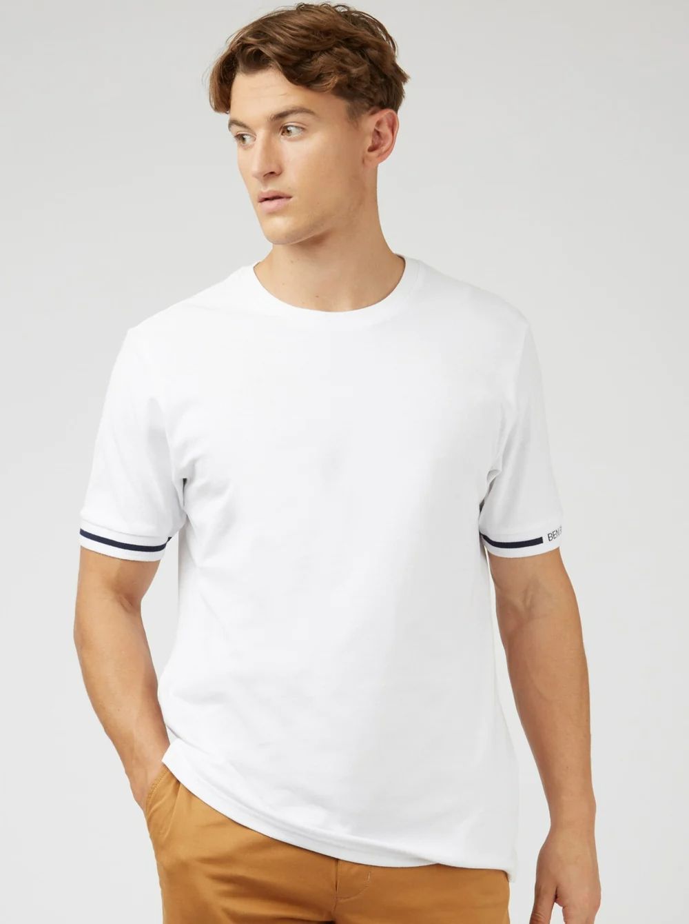 Ben Sherman Signature Cotton Embroidered Cuff Tee