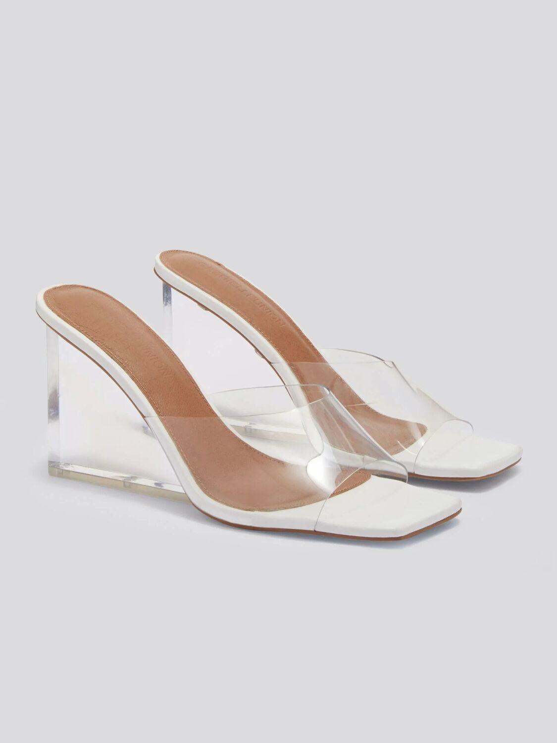 Clear Wedge White Trim Sandals (Medium Width)