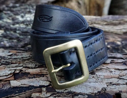 BESPOKE - Hand Stitched Classic Leather Belt - Full 'Solid Brass' Buckle