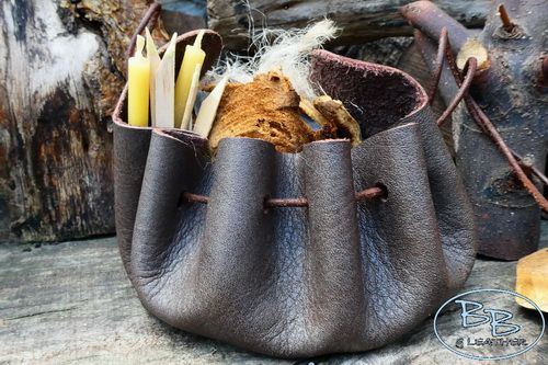 Viking Styled Belt Tinder Pouch with Flint & Steel Striker & Tinder ...
