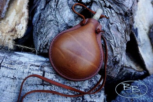 Hand Crafted 'Medieval' Style Round Leather Bottle/Flask - Hazel Brown