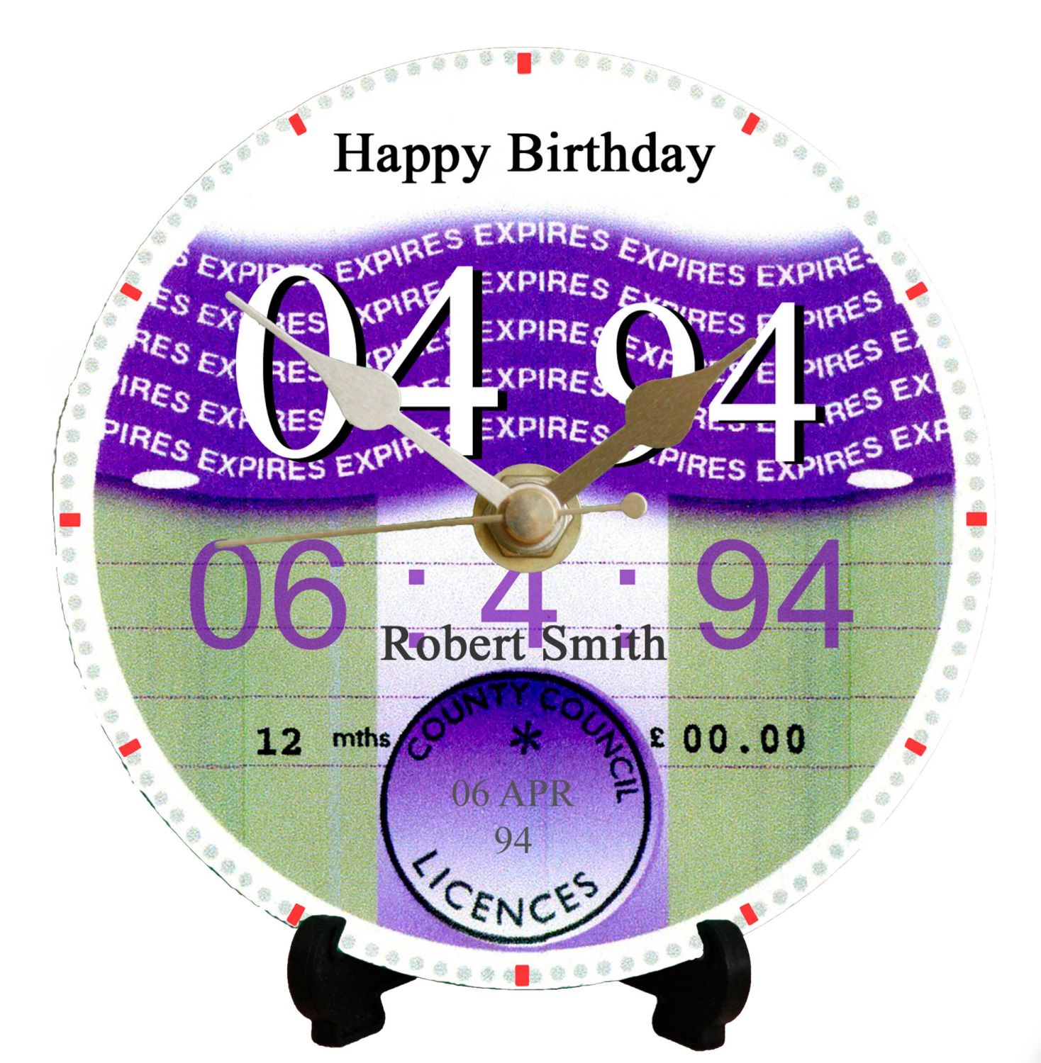 Personalised 12cm Car Tax Disc Clock Kit