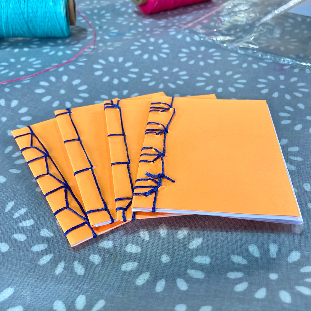 Japanese Bookbinding Workshop at Three Little Pigs – Making two hardcover books using stab ...