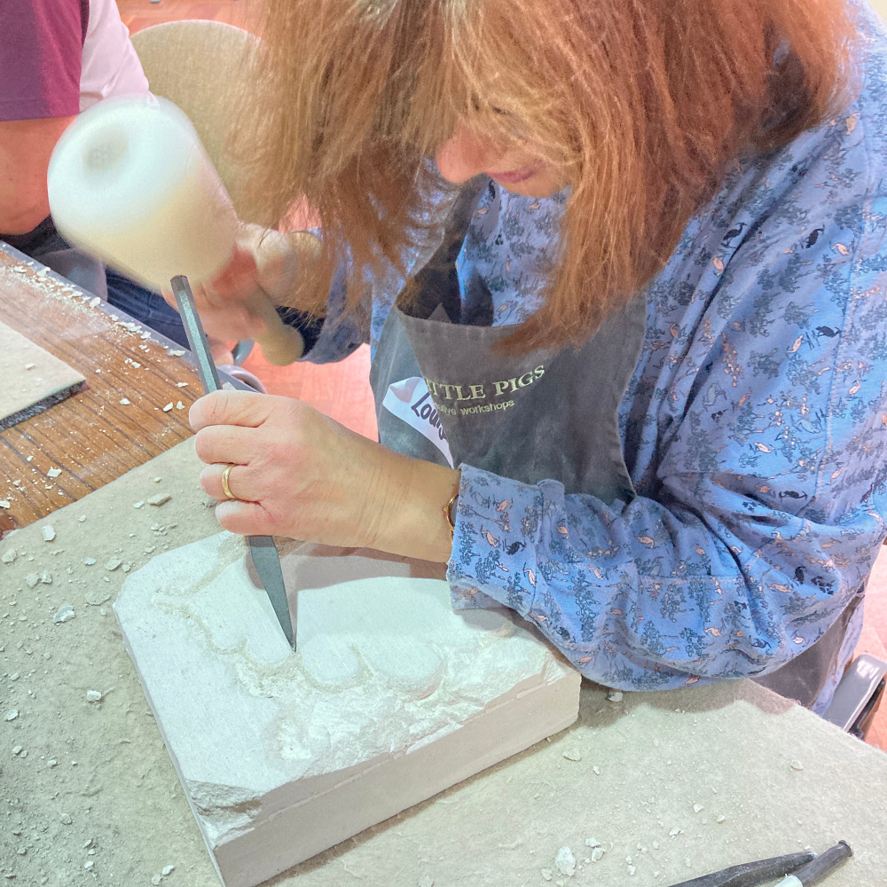 Stone Carving Workshop at Three Little Pigs – Learning how to carve ...