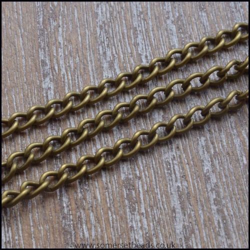 4mm x 3mm antique bronze curb chain for jewellery making