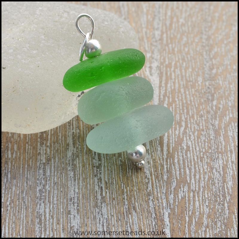 Sea Glass Stack Pendants From South West England