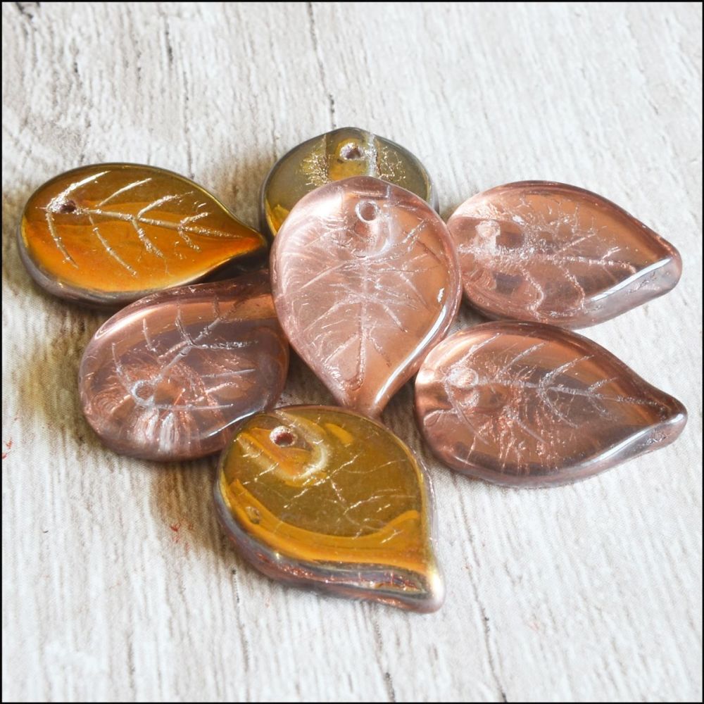 Czech Glass Leaf Beads UK | Somerset Beads