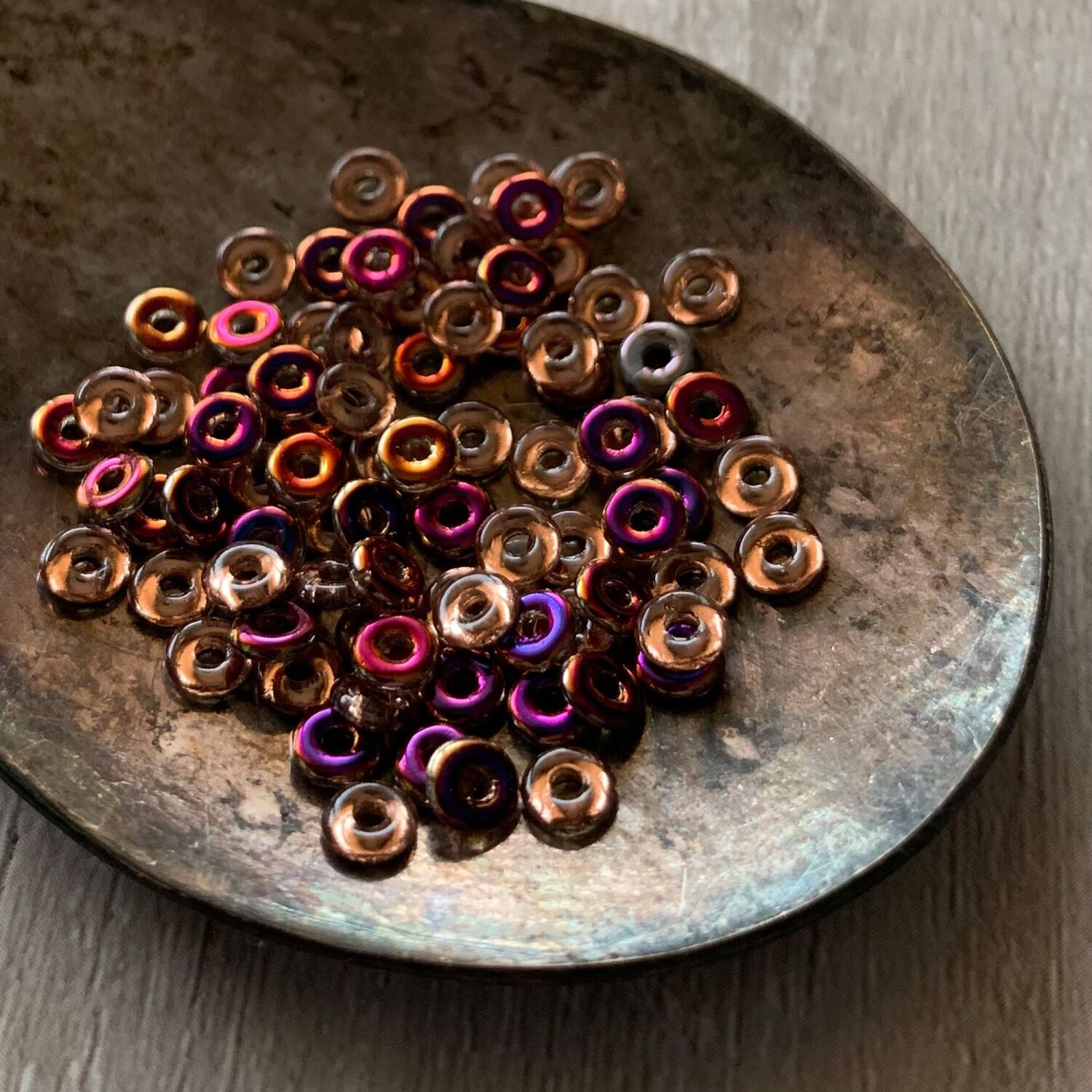 Buy Czech Glass O Beads Chalk White Blue Luster