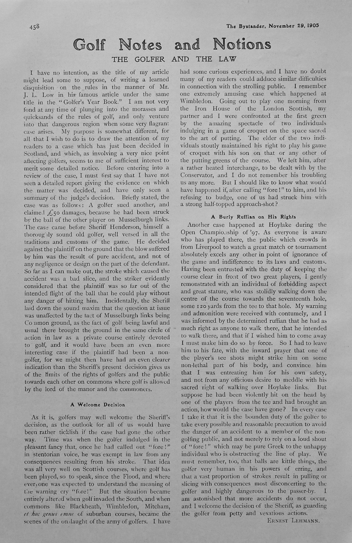 Golf Notes and Notions. 1905