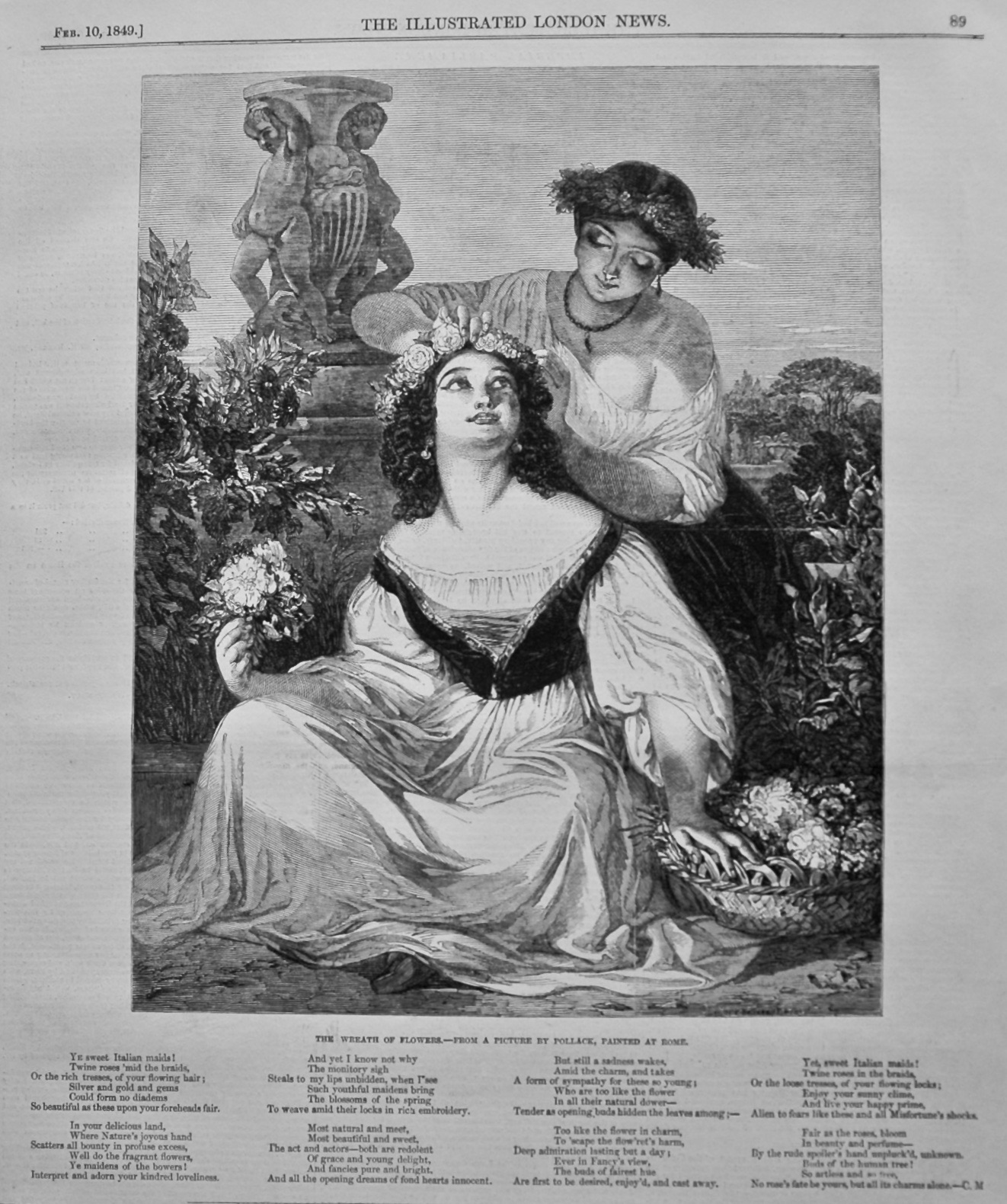 The Wreath of Flowers.- From a Picture by Pollack, Painted at Rome.