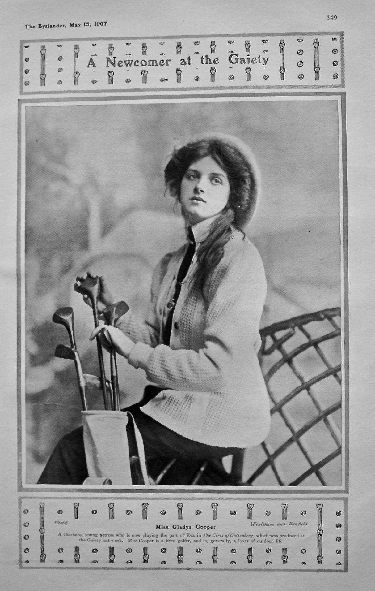 A Newcomer at the Gaiety : Miss Glady's Cooper. 1907.