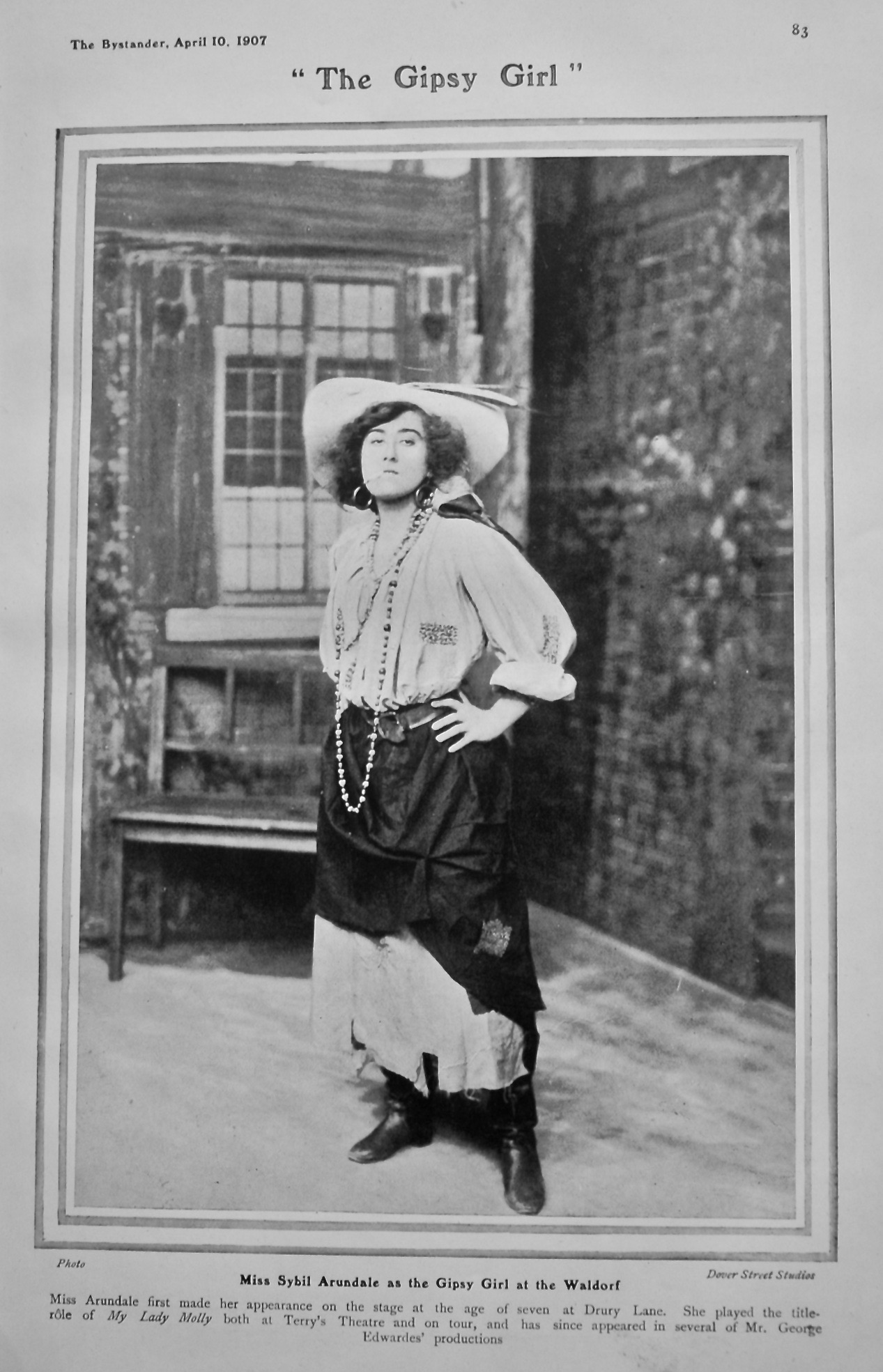 "The Gypsy Girl" : Miss Sybil Arundel as the Gypsy Girl at the Waldorf. 1907.