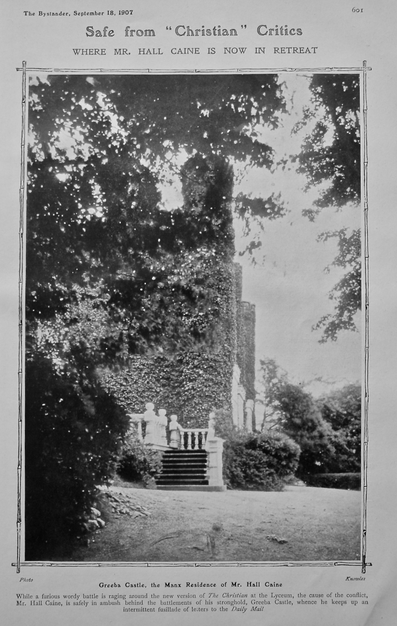 Safe from "Christian" Critics : Where Mr. Hall Caine is now in Retreat ...