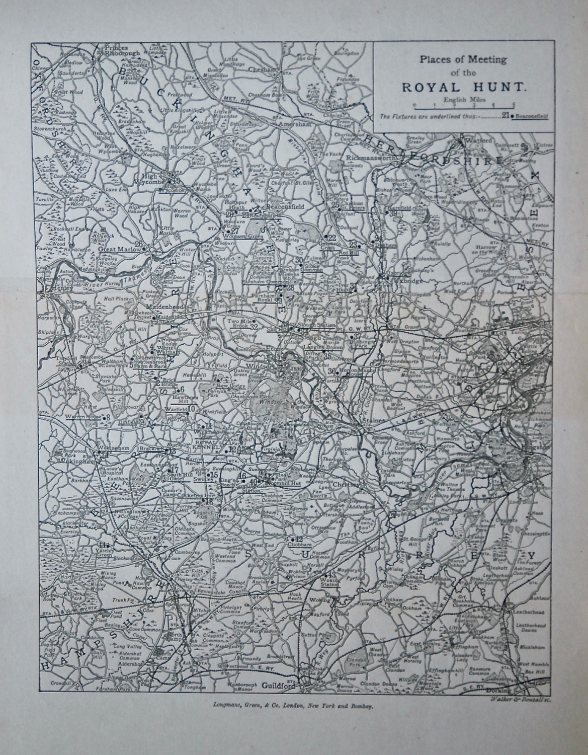 Places of Meeting of the Royal Hunt. 1897. (Map)