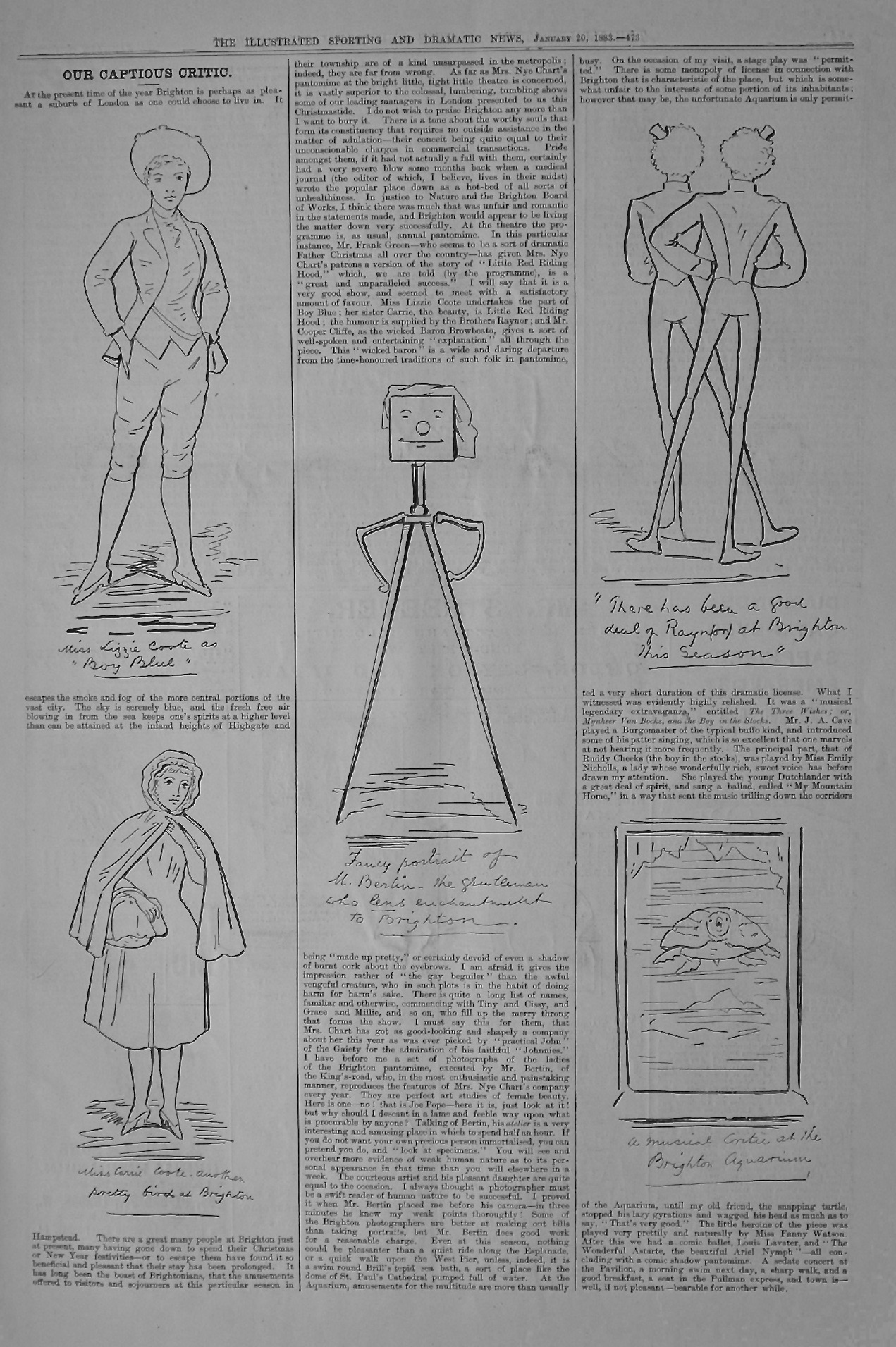 Our Captious Critic, January 20th, 1883. : "Little Red Riding Hood," at ...