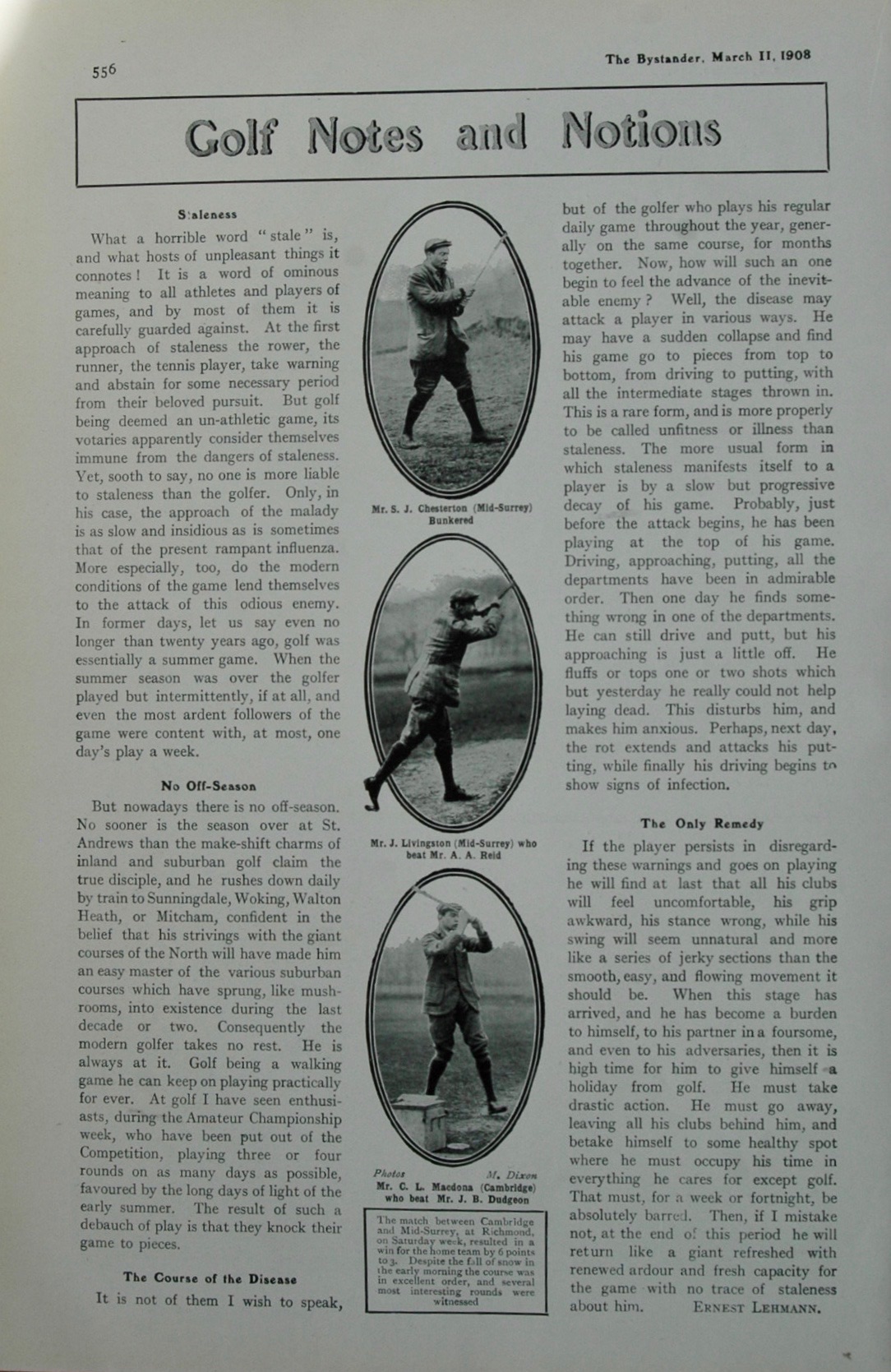 Golf Notes and Notions