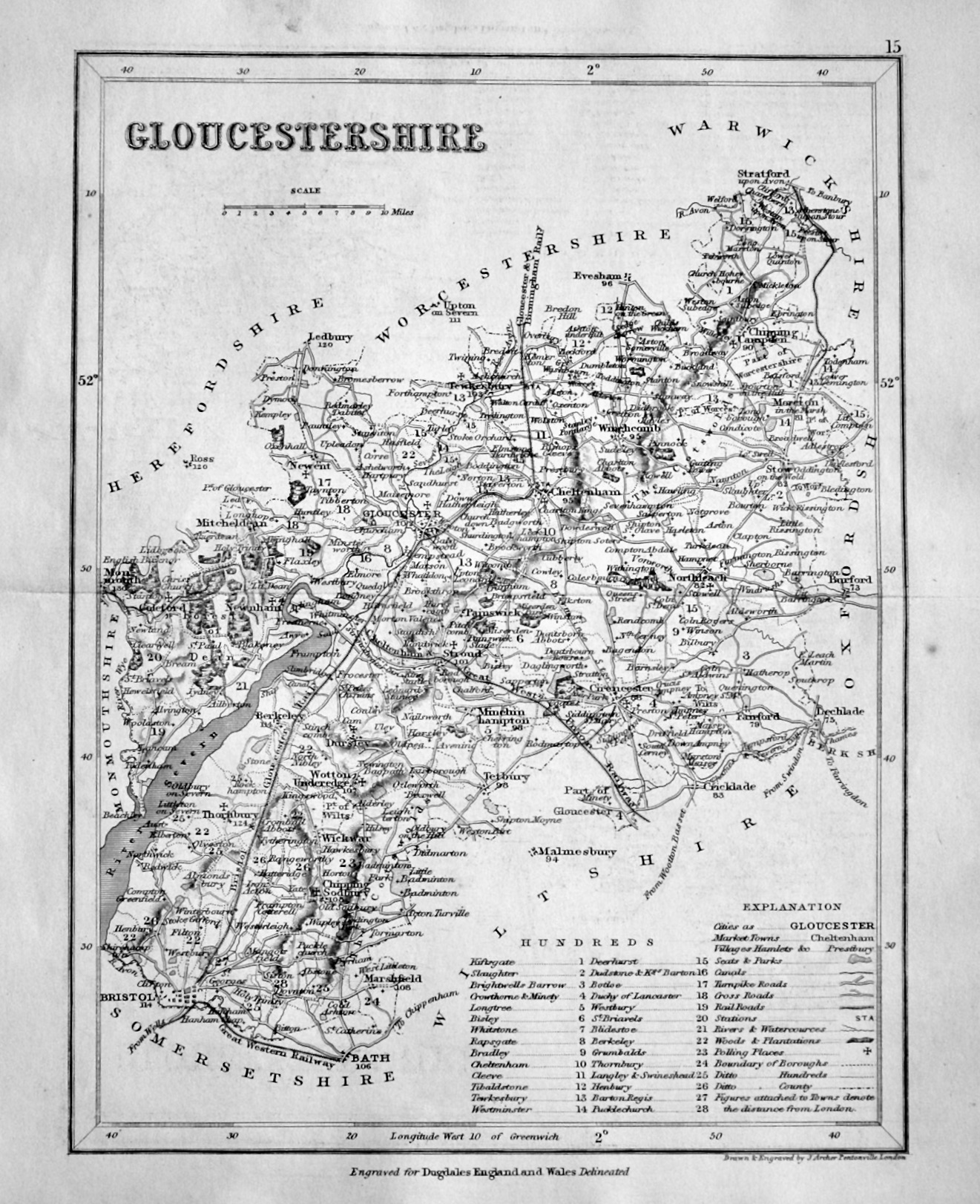 Gloucestershire. (Map) 1845.