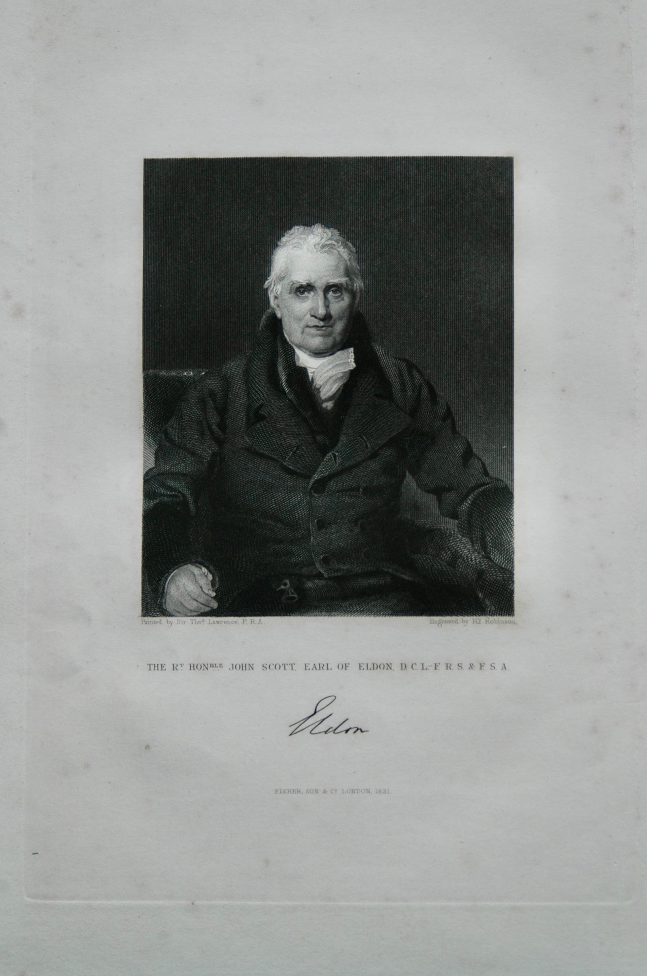 The Right Hon. John Scott, Earl of Eldon. F.R.S. 1832.
