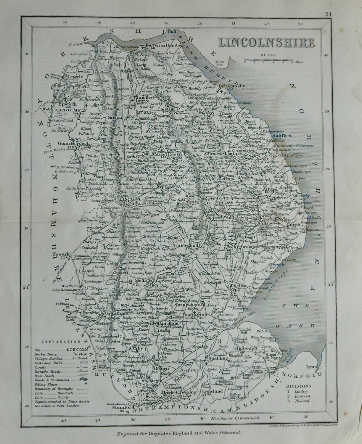 Lincolnshire. (Map) 1845.