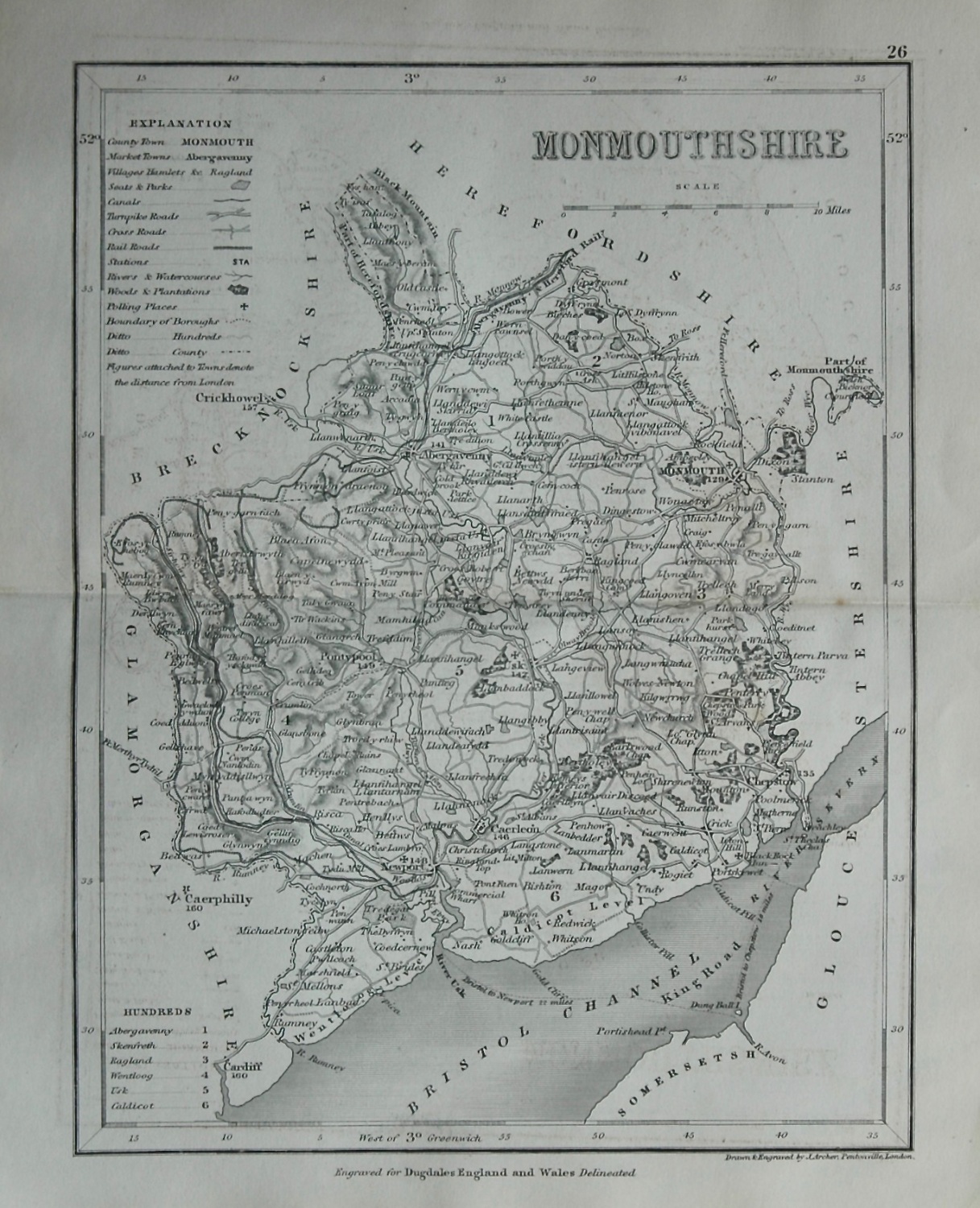 Monmouthshire. (Map) 1845.