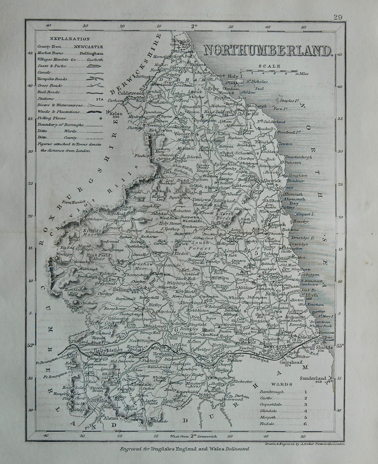 Northumberland. (Map) 1845.