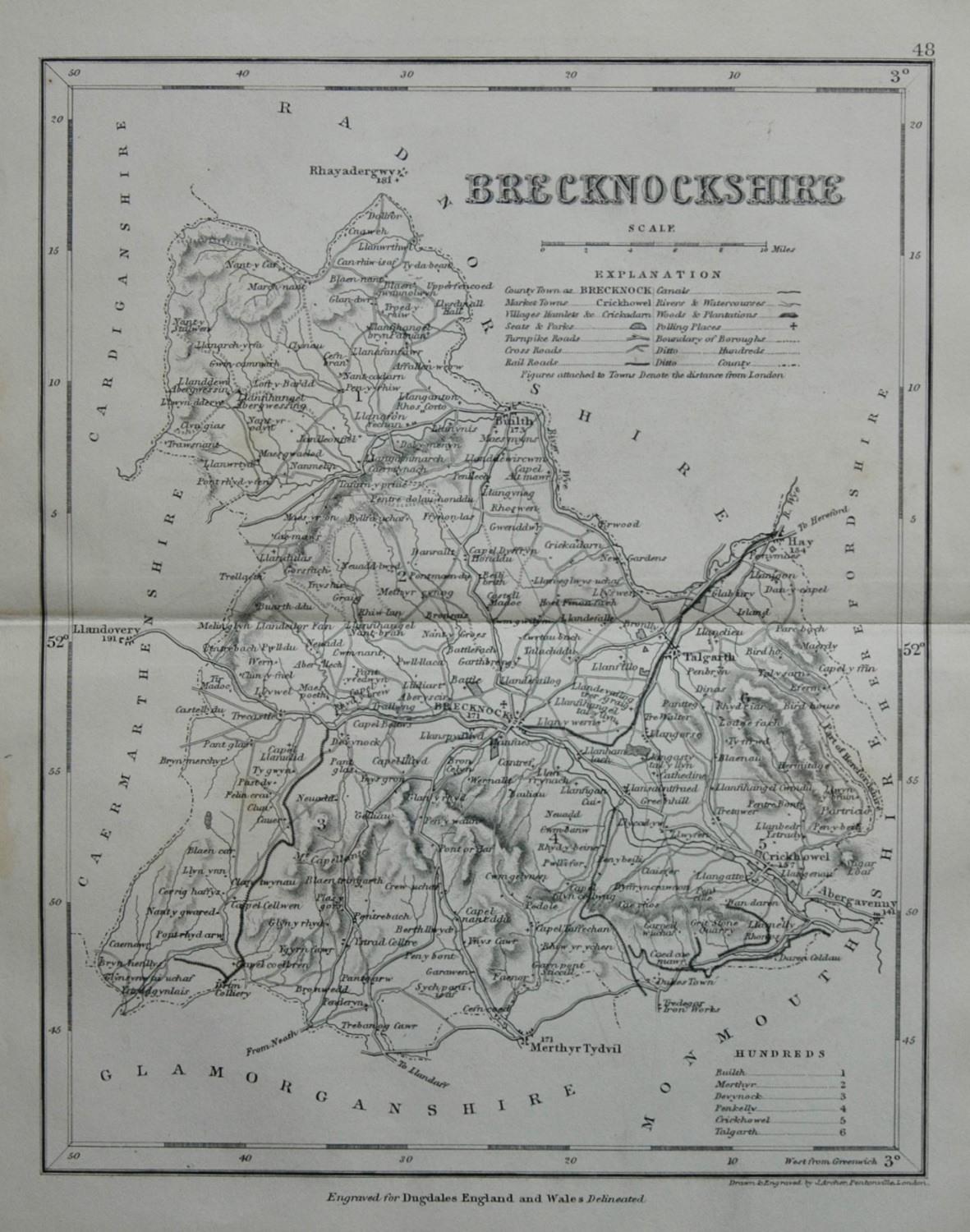 Brecknockshire. (Map) 1845.