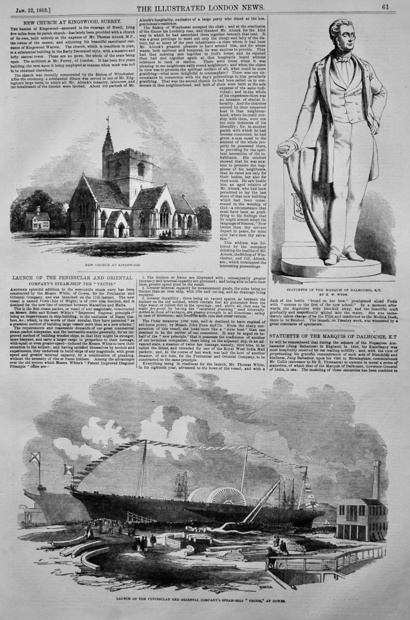 Launch of the Peninsular and Oriental Company's Steam-ship the "Vectis ...