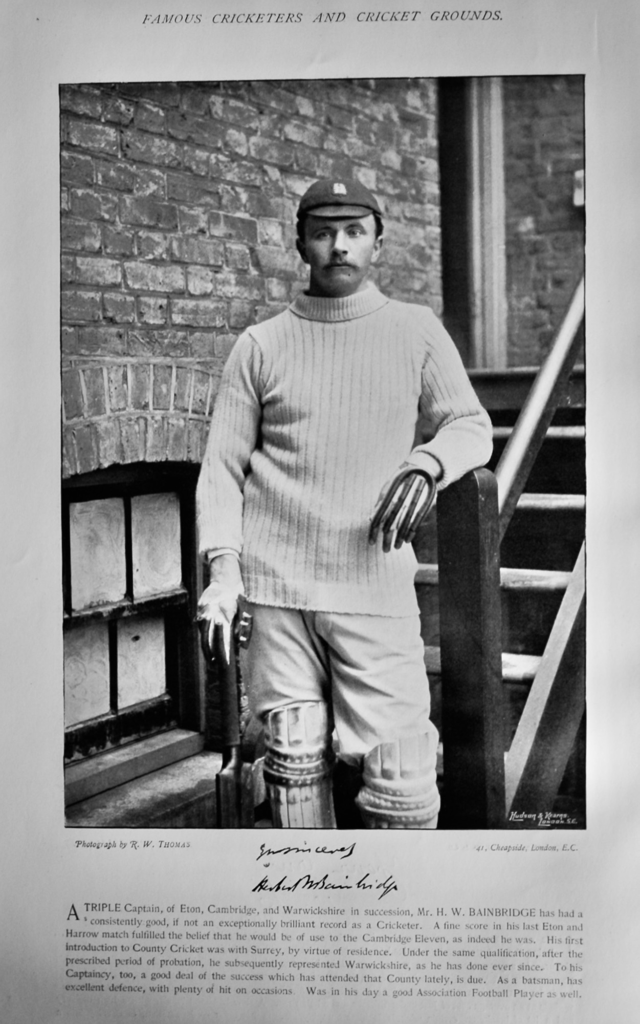 Herbert William Bainbridge & Frederick Parris. 1895. (Cricketers).