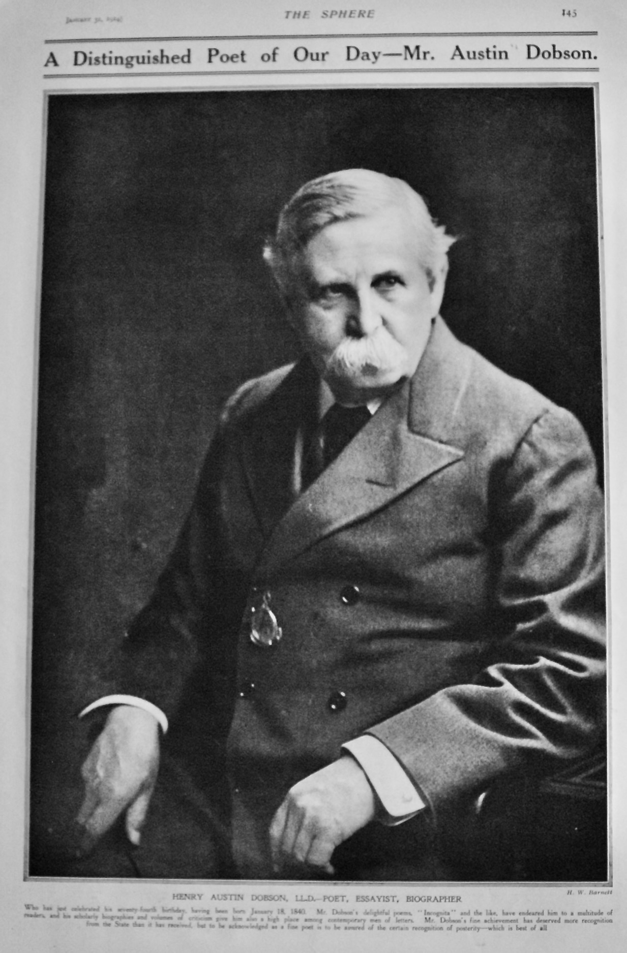 A Distinguished Poet of Our Day- Mr. Austin Dobson. 1914.