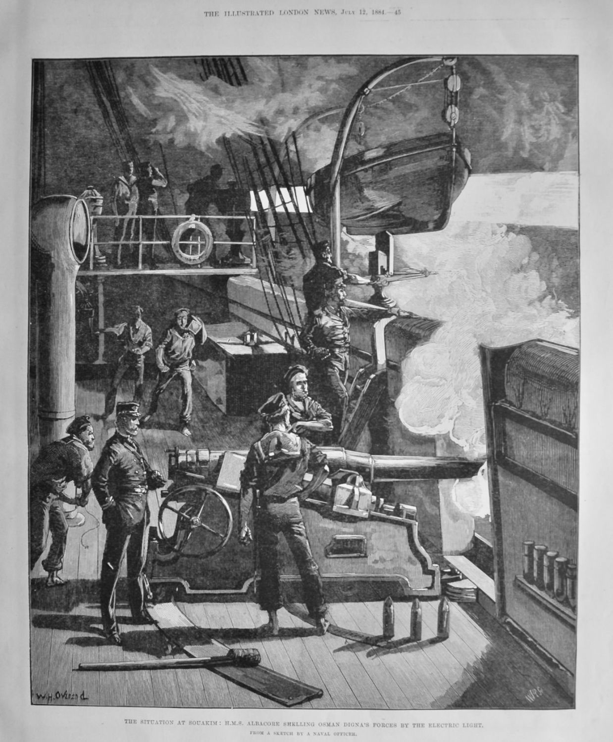 The Situation at Souakim : H.M.S. Albacore Shelling Osman Digna's ...